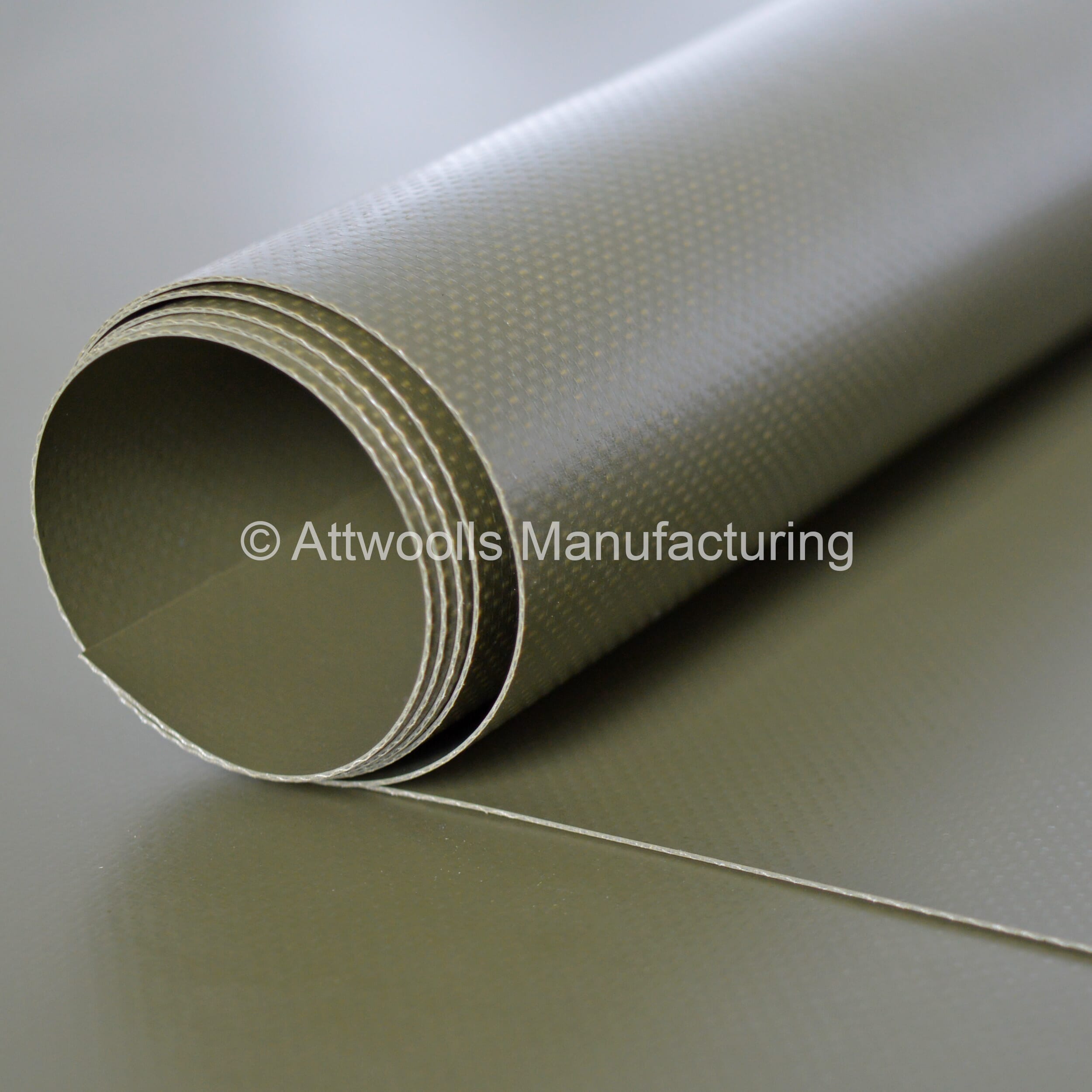 Shop our 610g m Olive Fire Retardant PVC Coated Polyester 150cm Fabric Online Attwoolls